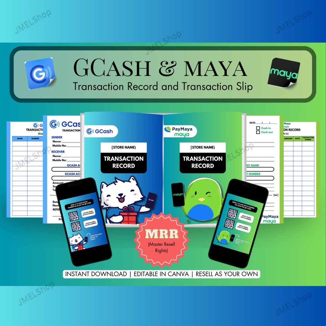 Gcash and Maya Slip and Transaction Records Editable Canva Templates ...