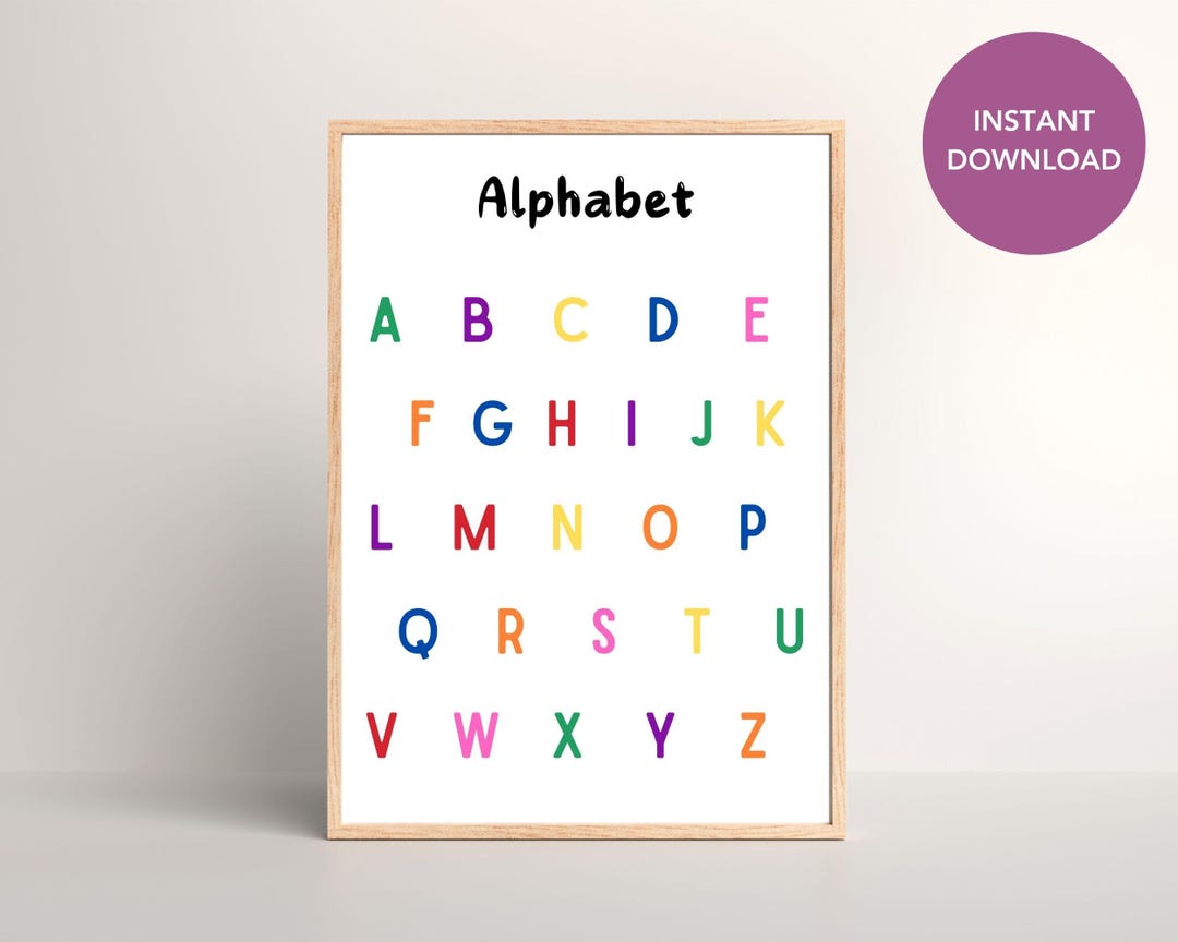Alphabet Learning Poster: Colourful ABC Wall Art (digital Download) - Etsy