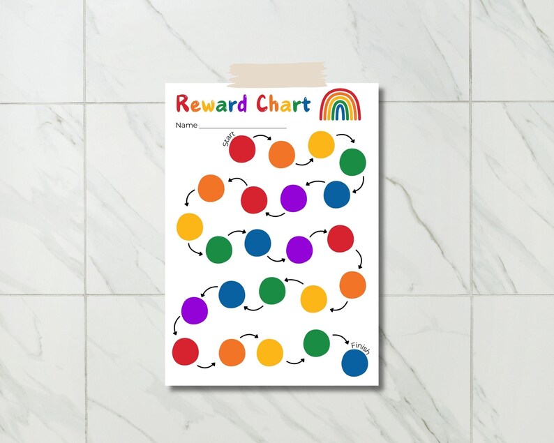 Rainbow Reward Chart | for Kids | Instant Download PDF | DIY Sticker ...