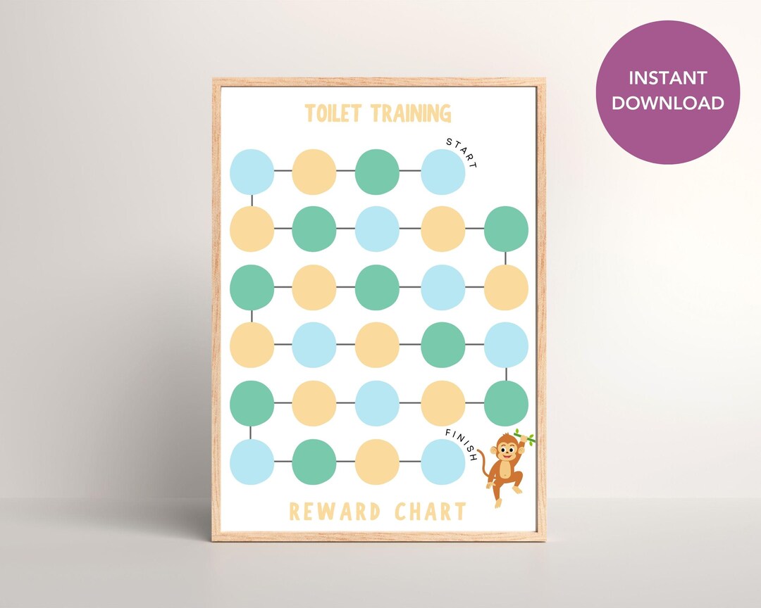 Monkey Toilet Training Reward Chart for Kids Instant Download PDF DIY ...
