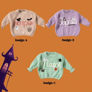 Monogrammed Halloween Kid Sweater, Halloween Baby Sweater, Halloween ...
