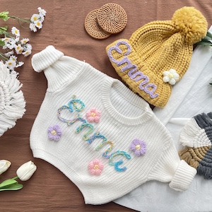 Personalized Kids Name Sweater, Embroidered Children Name, Baby Knit ...