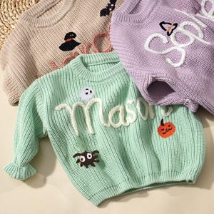 Monogrammed Halloween Kid Sweater, Halloween Baby Sweater, Halloween ...