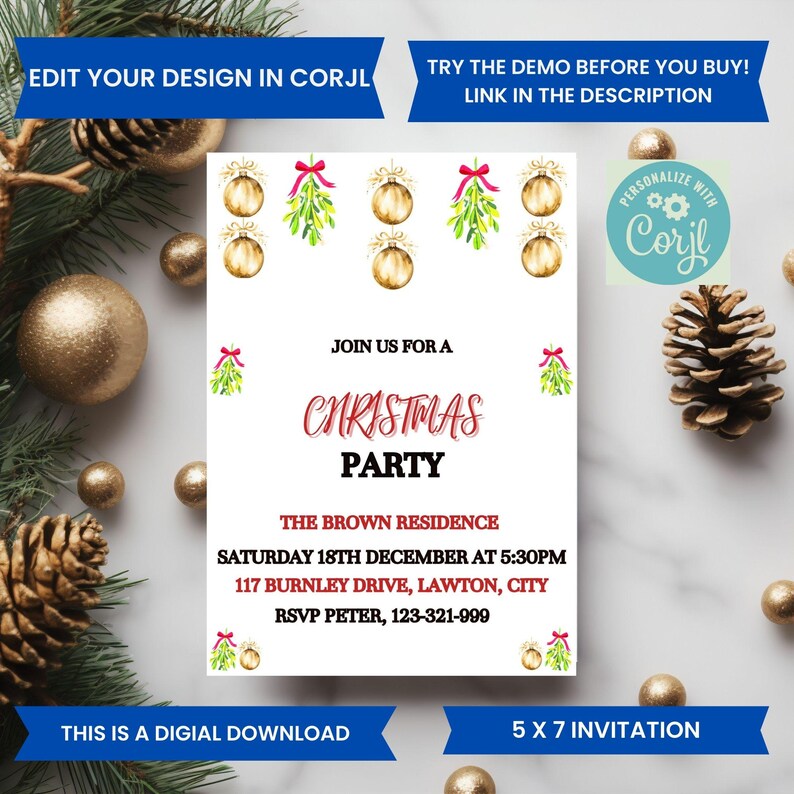 Editable Christmas Printable, Christmas Invitation, Christmas Party ...