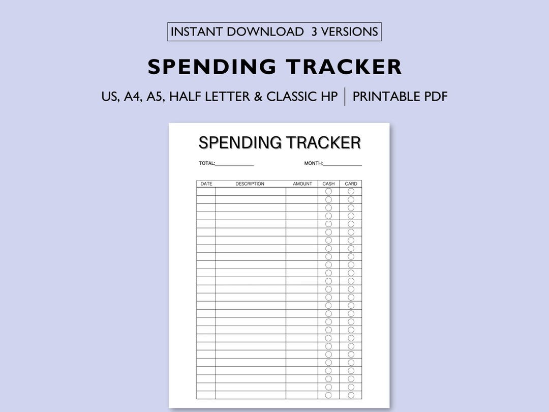 Spending Tracker, Printable Spending Tracker, Monthly Spending Tracker ...