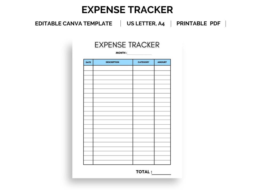 Editable Expense Tracker, Spending Tracker, Budget Template, Finance ...