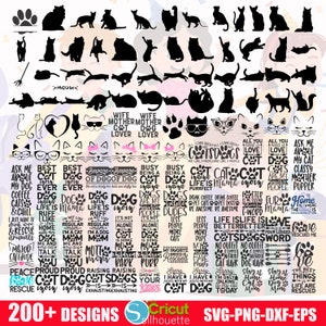 200+ Cat & Dog SVG Bundle, Funny Pet Sayings, Clipart | Cricut ...