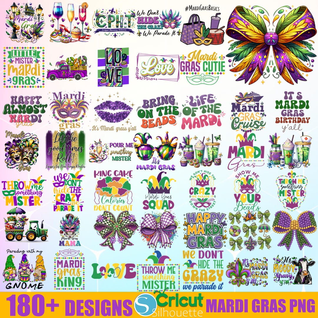 Mardi Gras SVG PNG Bundle, Carnival Party Clipart, Masquerade, Fat ...