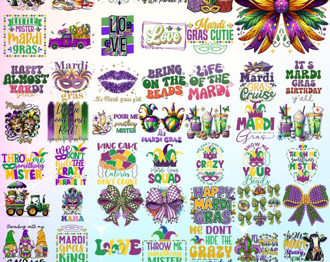 Mardi Gras SVG PNG Bundle, Carnival Party Clipart, Masquerade, Fat ...