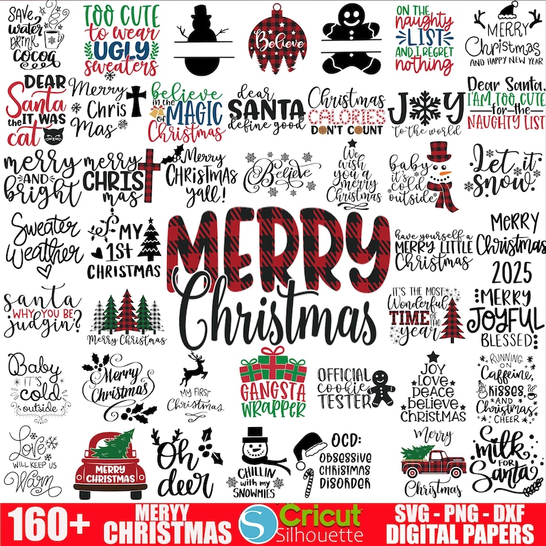 Funny Christmas SVG Bundle - Merry Christmas, Winter Ornaments & Santa ...