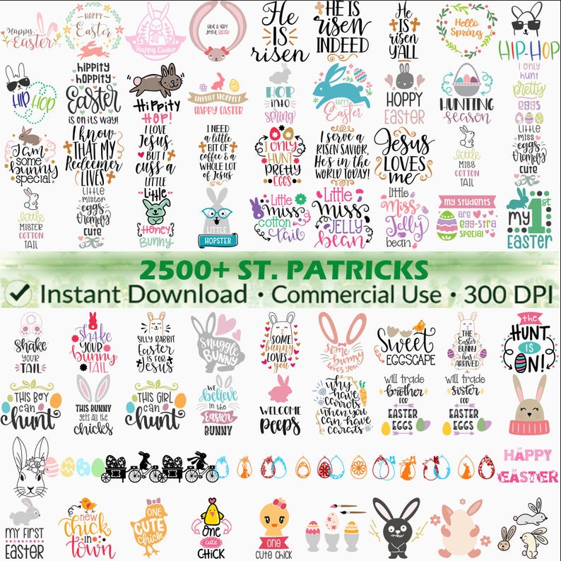 St Patrick's Day PNG SVG Bundle, 2500+ Shamrock Irish Lucky Designs ...