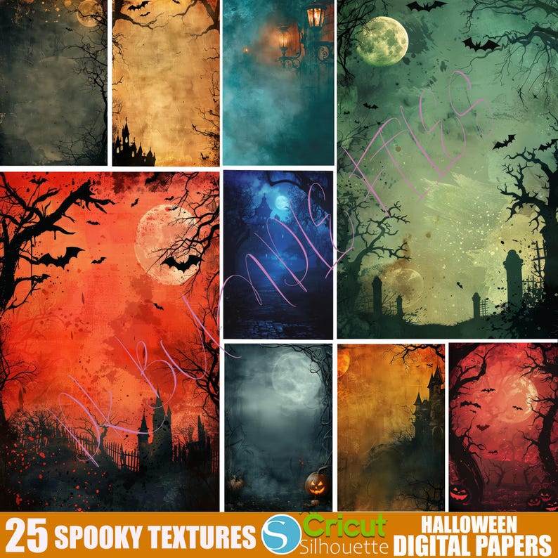 Seamless Spooky Halloween PNG, Digital Background, Creepy Patterns for ...