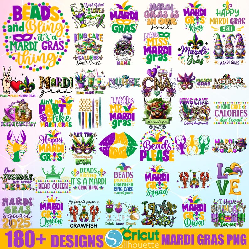 Mardi Gras SVG PNG Bundle, Carnival Party Clipart, Masquerade, Fat ...