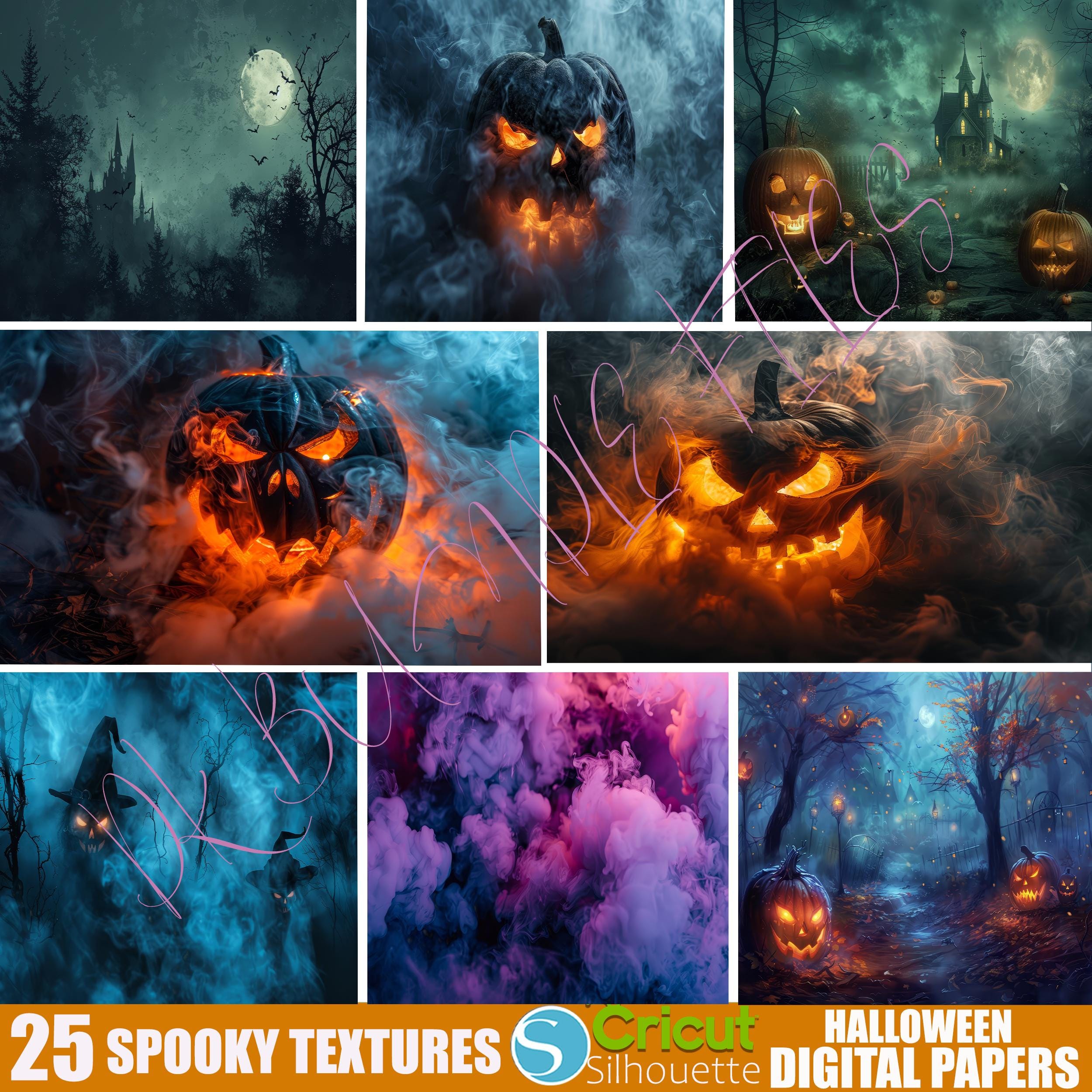 Seamless Spooky Halloween PNG, Digital Background, Creepy Patterns for ...