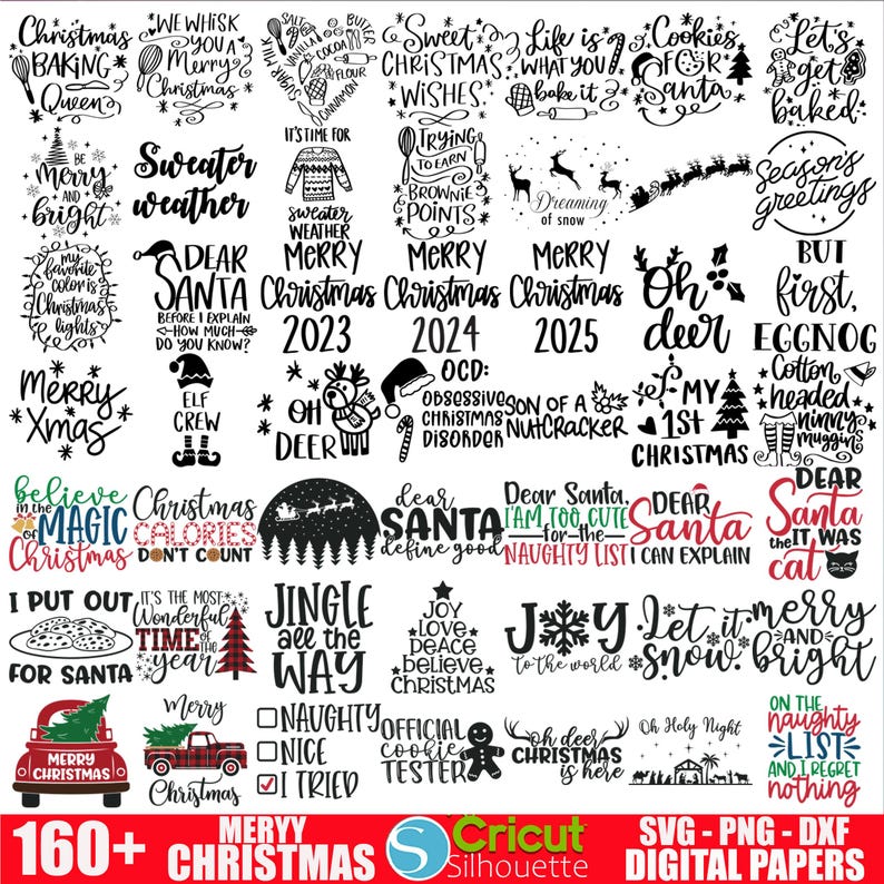 Funny Christmas SVG Bundle - Merry Christmas, Winter Ornaments & Santa ...