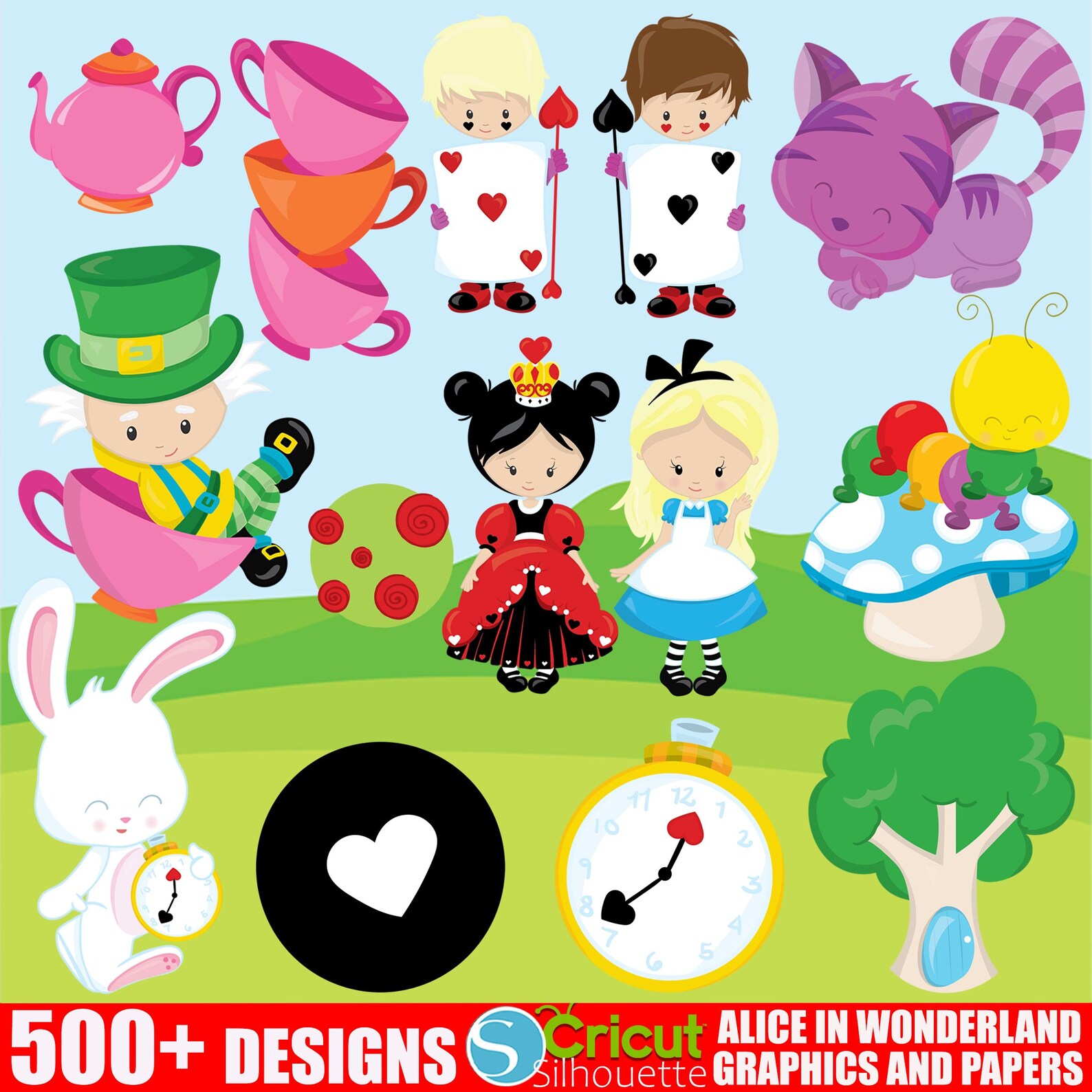 Alice in Wonderland Digital Paper Graphics, Alice Journal Paper, Dark ...