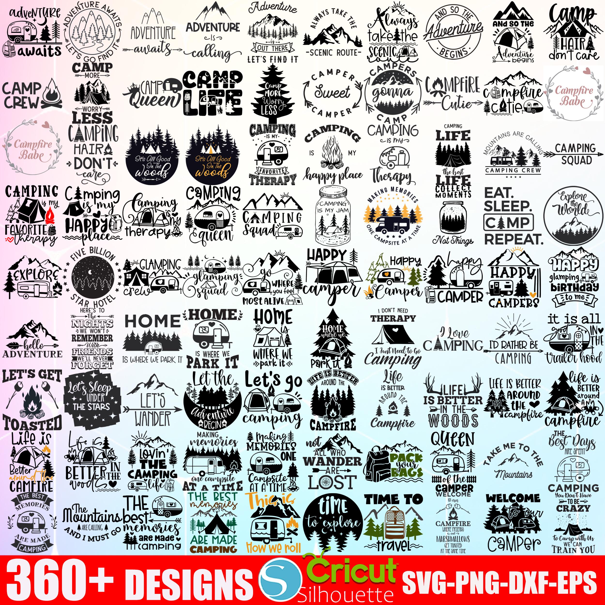 Camping SVG Bundle - Outdoor Adventure Cut Files, Camper Life PNG, Tent ...