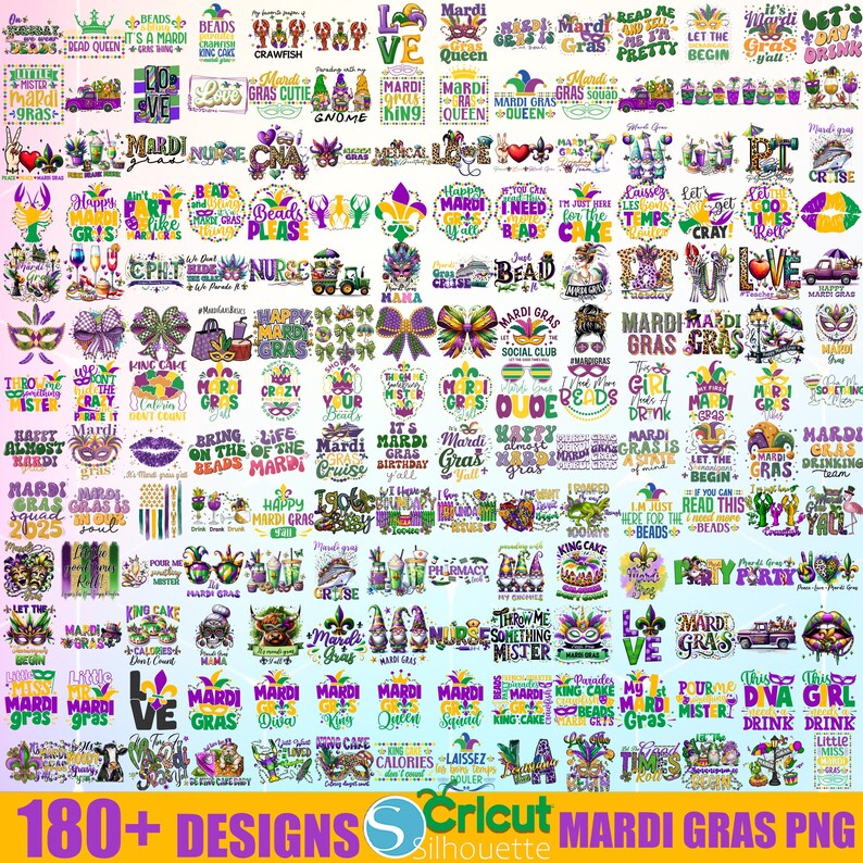 Mardi Gras SVG PNG Bundle, Carnival Party Clipart, Masquerade, Fat ...