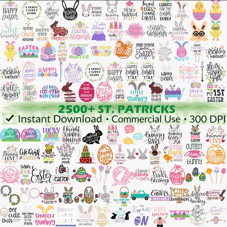 St Patrick's Day PNG SVG Bundle, 2500+ Shamrock Irish Lucky Designs ...