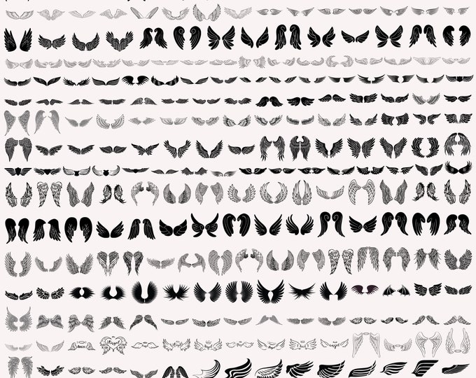 260+ Angel Wings Svg Pack, Wing Shape, Wing Outline, Wing Monument, Svg ...