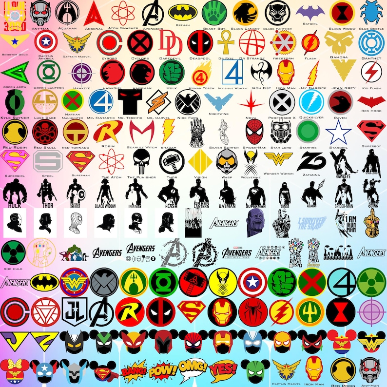 Superhero SVG PNG Bundle, Marvel Clipart Set, Avengers SVG for Cricut ...