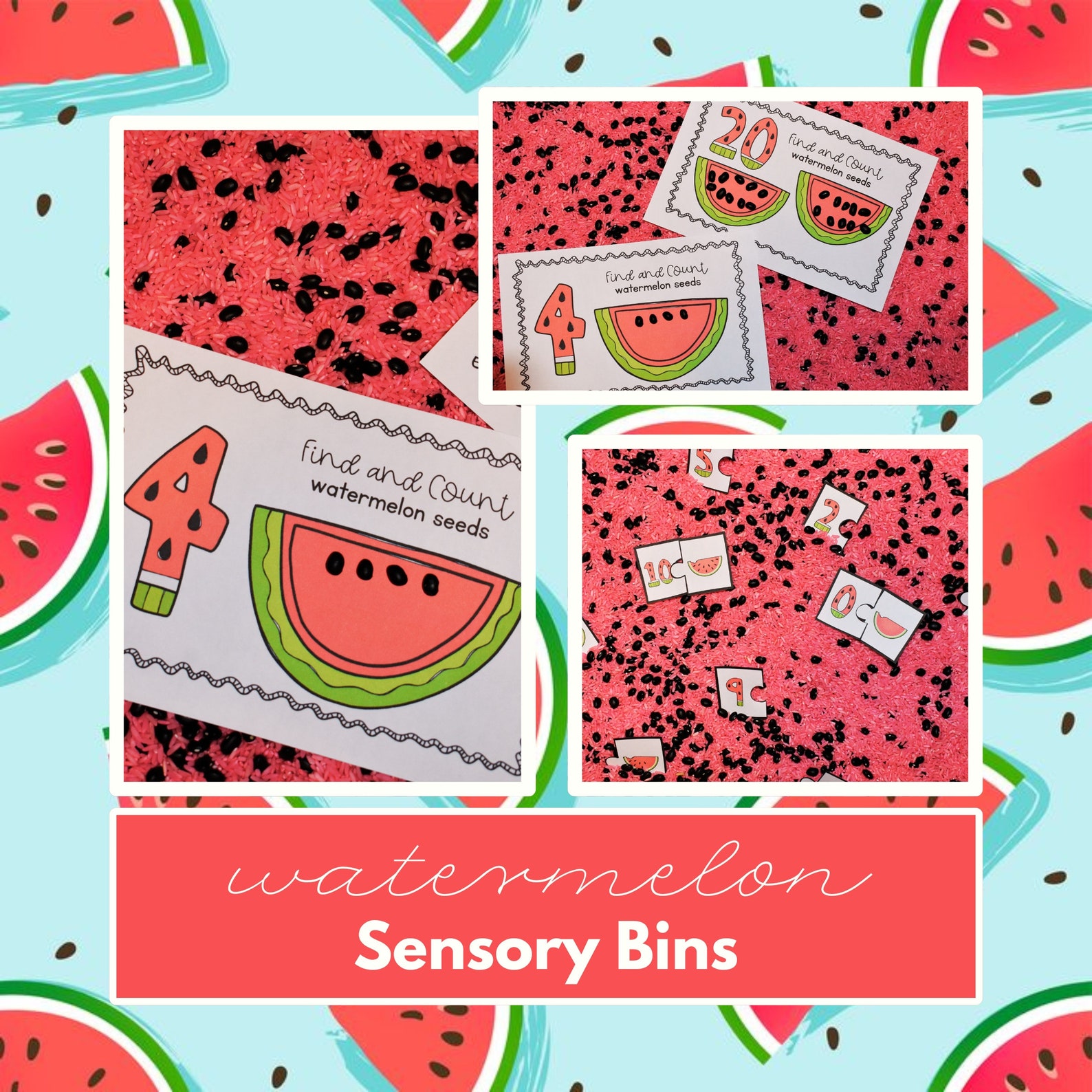 Watermelon Sensory Bin Activities Download (summer Counting & Number ...