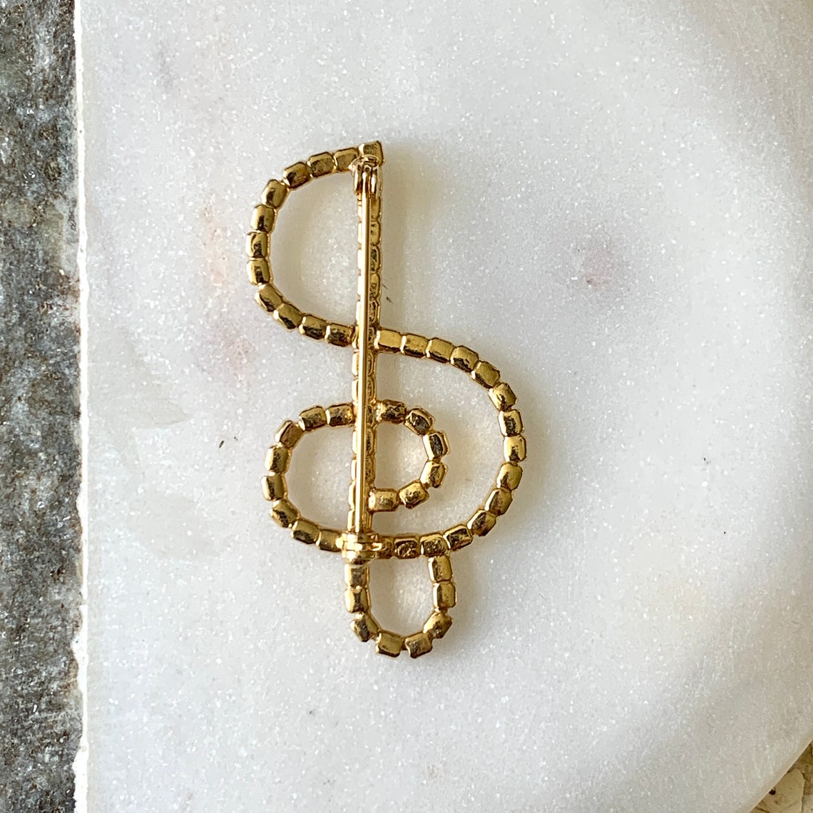 Vintage Rhinestone Treble Clef Music Brooch Gift For Music | Etsy