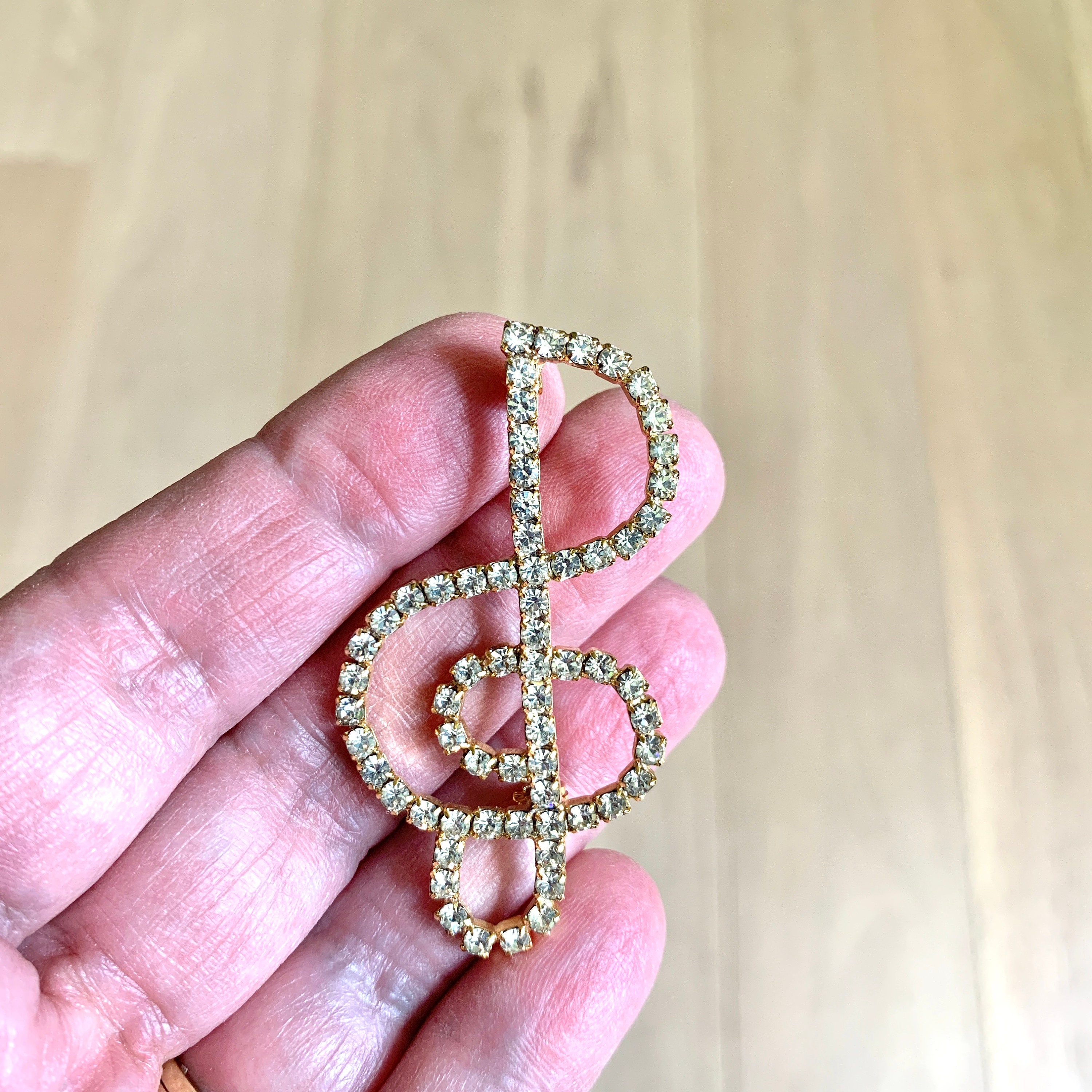 Vintage Rhinestone Treble Clef Music Brooch Gift for Music - Etsy