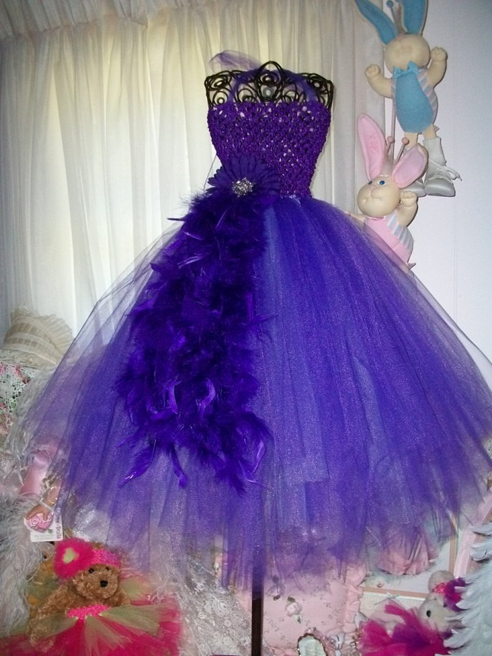 Stunning Fancy Little Girls Tutu Dress w Feather Sash and | Etsy