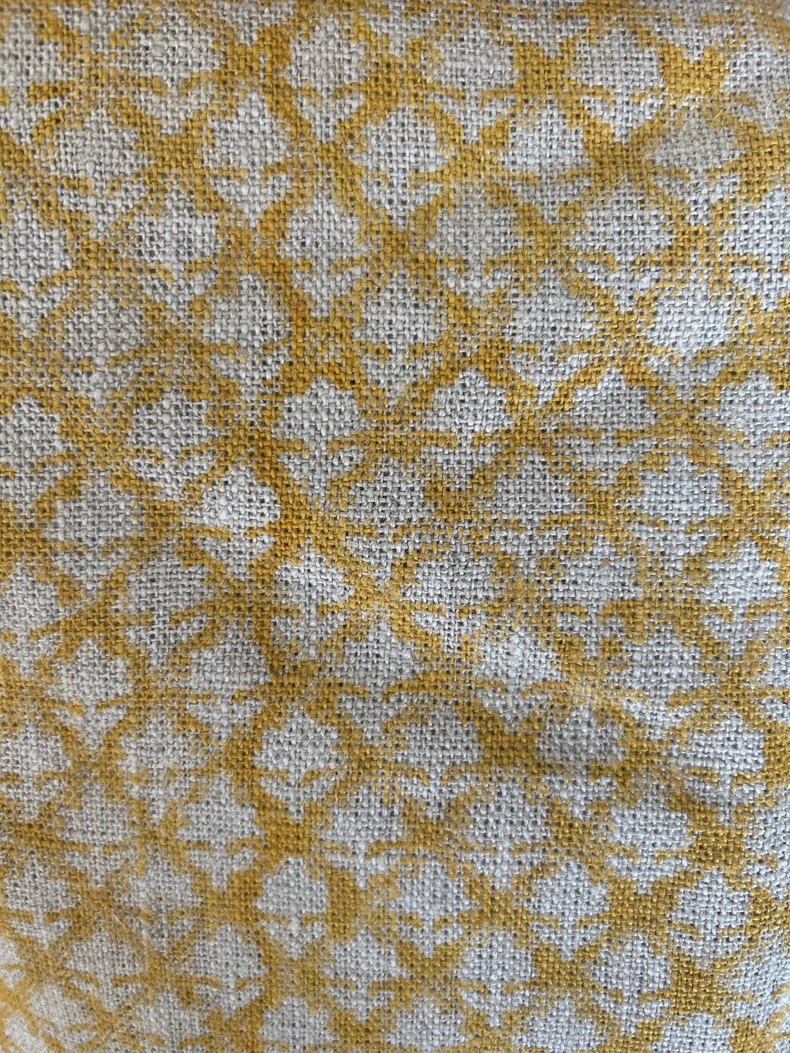 Block Print Linen Upholstery Fabric Mustard on Natural 2.5 Yards - Etsy