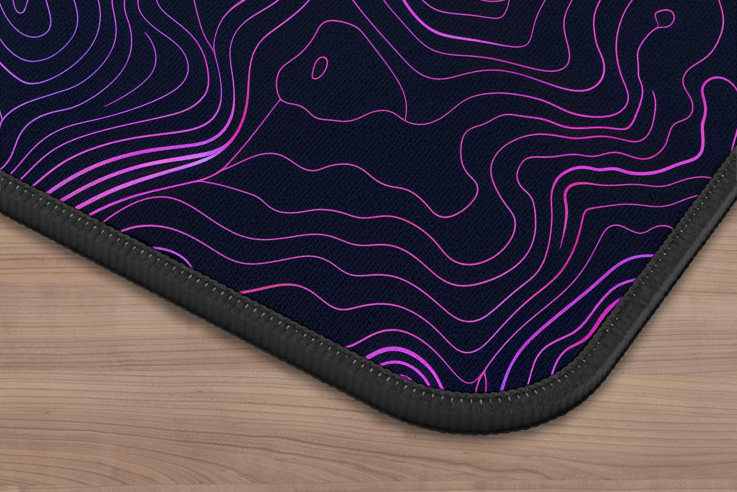 Neon Topographic Map Desk Mat - Stylish Large Mousepad, Best Gift for ...