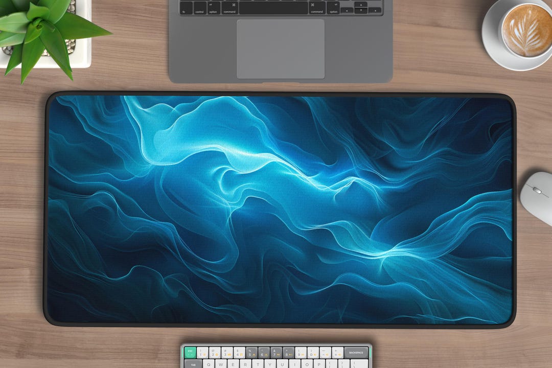 Blue Waves Desk Mat: Large Abstract Ocean Mousepad - Etsy