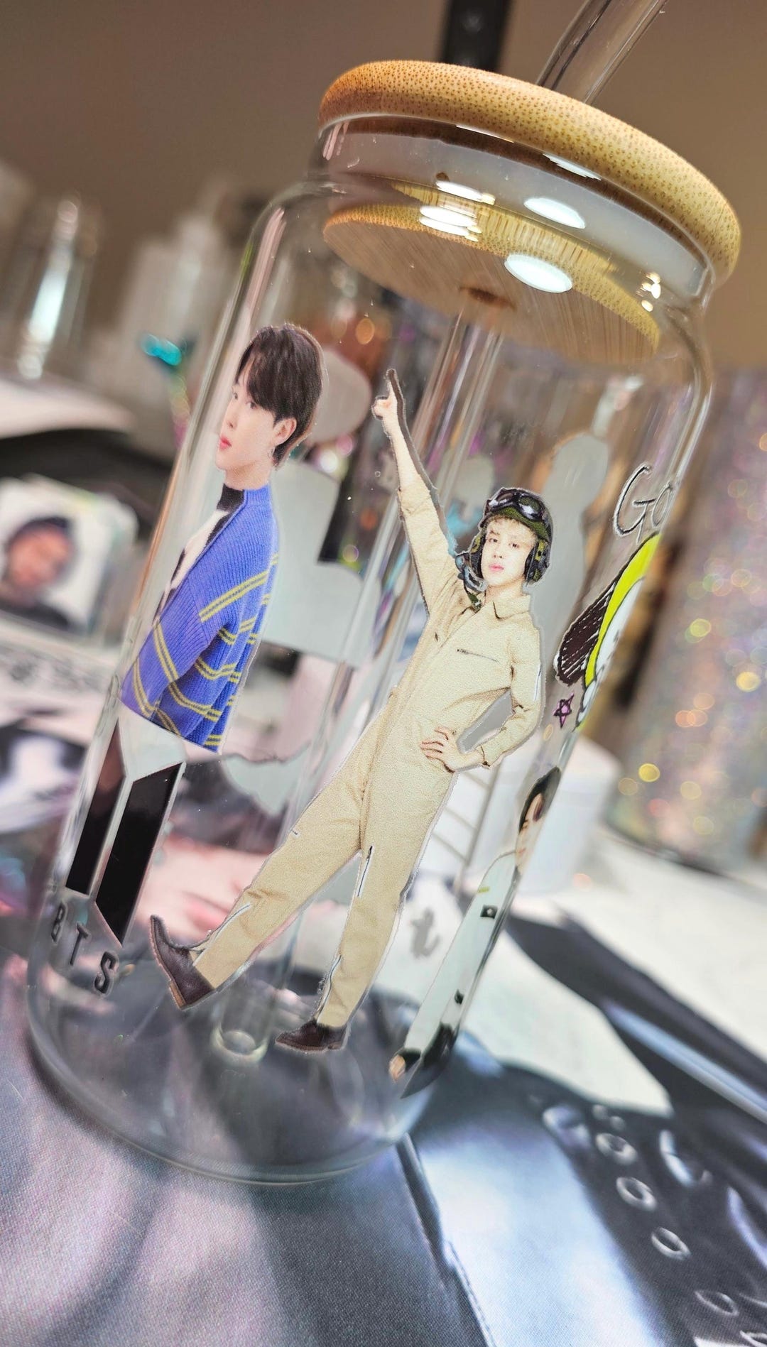 BTS Jimin Glass Cup 16oz With Glass Straw / Kpop Skzoo Cup Gift ...