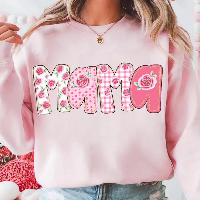 Preppy Mama Floral Png, Pink Floral, Stripes, Mama Flower Png, Preppy ...