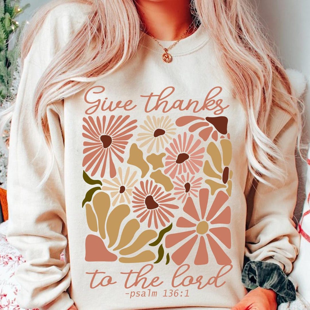 Give Thanks to the Lord Png, Boho Floral Christian Png, Christian ...