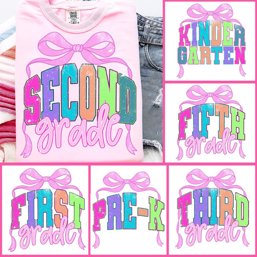 Preppy Back to School PNG Bundle, Coquette Kindergarten Pre-k 1st 2nd ...