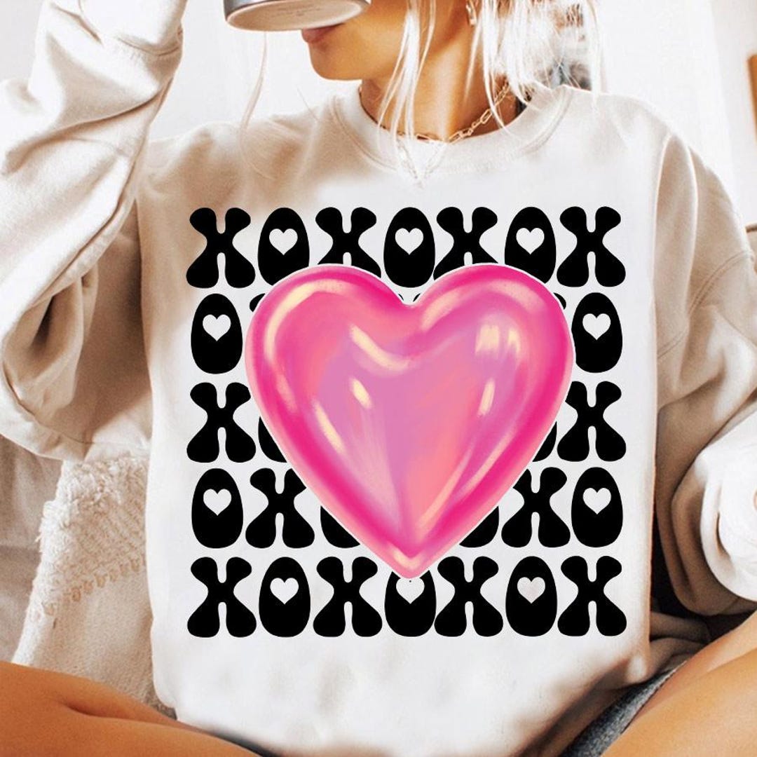 Retro Valentines Day Heart PNG, Retro XOXO Valentines Png, Valentines ...