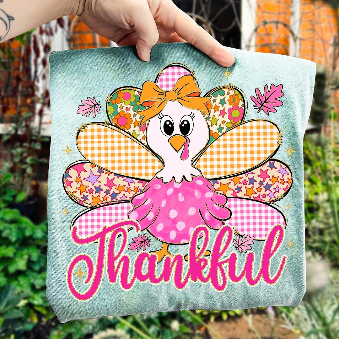 Neon Turkey Thanksgiving Coquette Png, Pink Floral Fall Coquette Bow ...