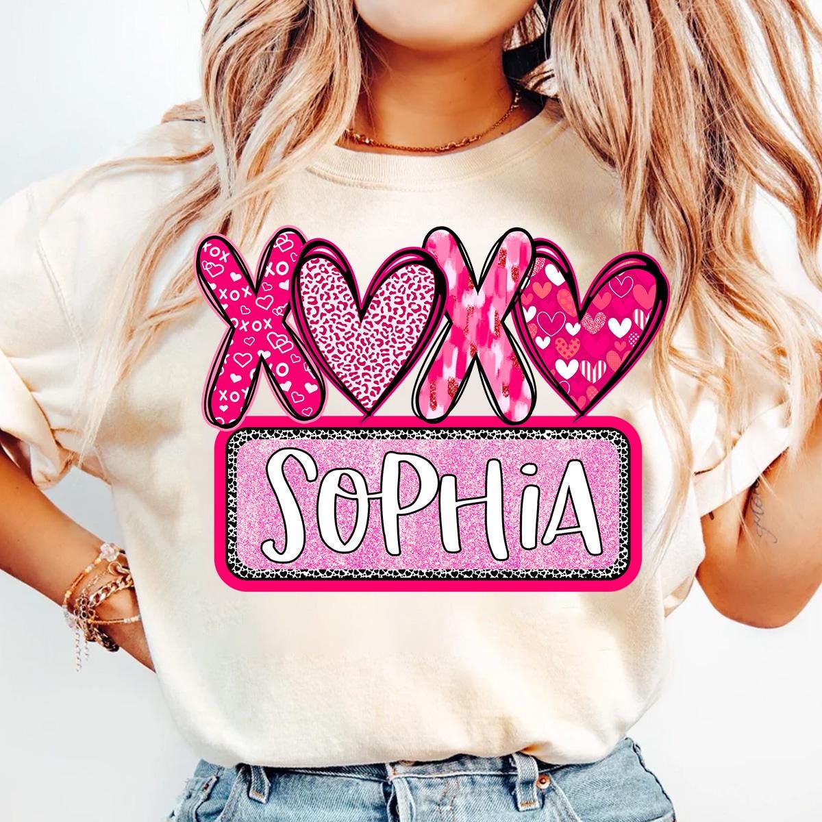 Personalized Girl/boy Name XOXO Valentines Png, Girly Valentine Png ...