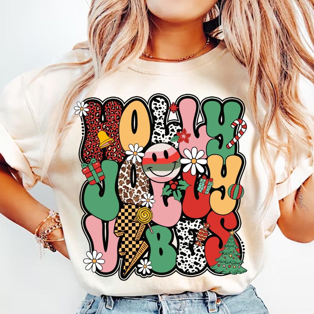 Retro Holly Jolly Christmas PNG, Vintage Christmas Png Sublimation ...