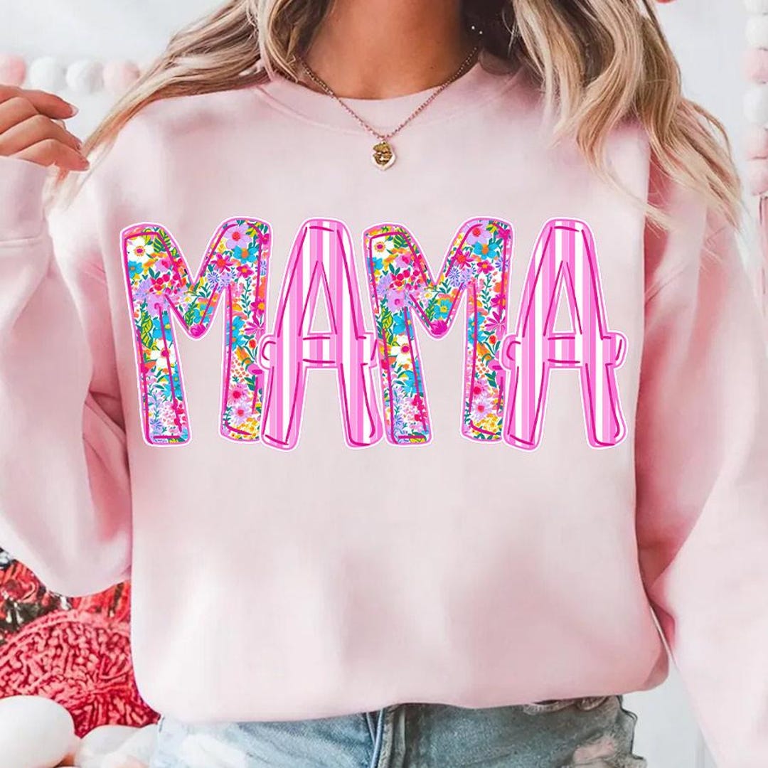 Pink Mama Floral Png, Pink Floral, Stripes, Mama Flower Png, Preppy ...