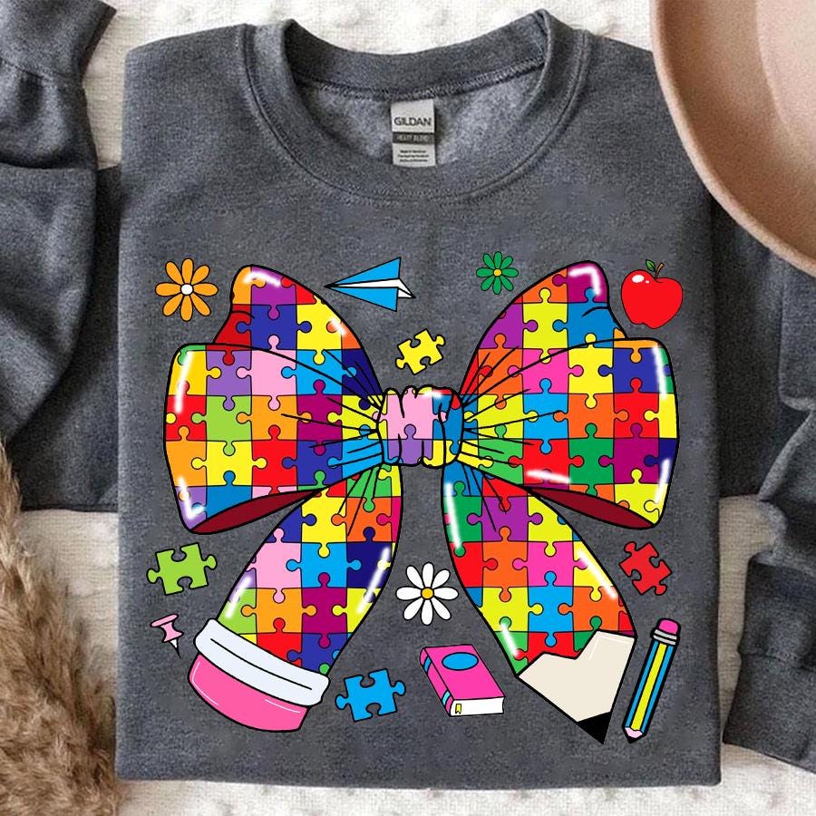 Autism Teacher Coquette Png, Autism Png, Autism Awareness Coquette Bow ...