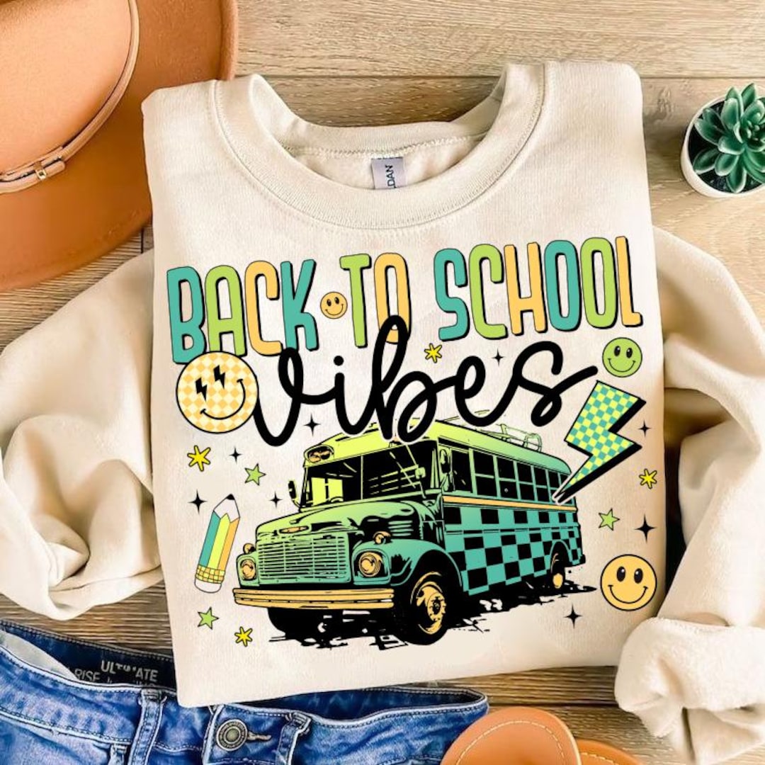 Back to School Vibes PNG Design Download, School Bus Checkered Png ...