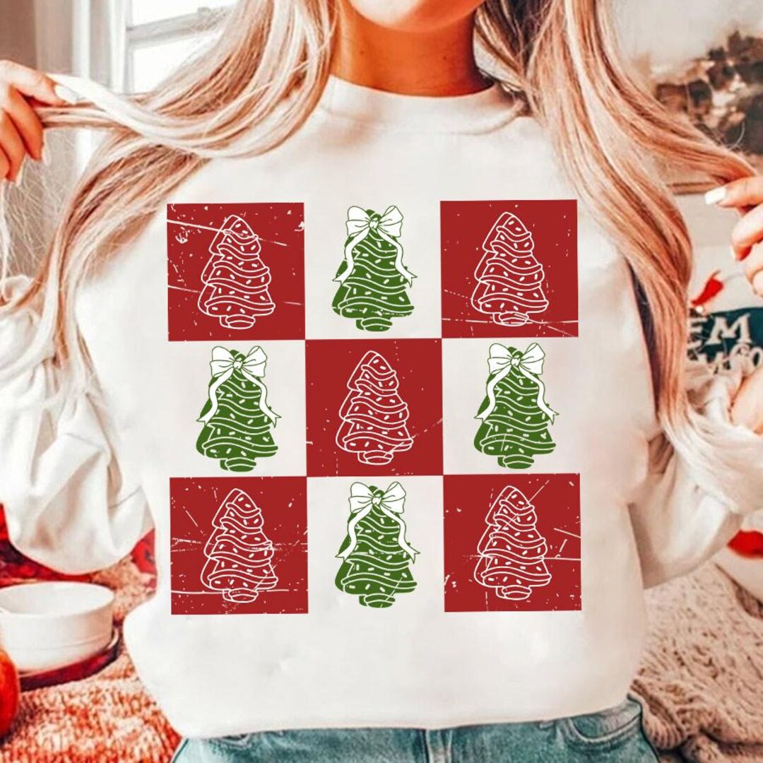 Retro Checkered Christmas Tree Cake Coquette Bow PNG, Cute Checkered ...