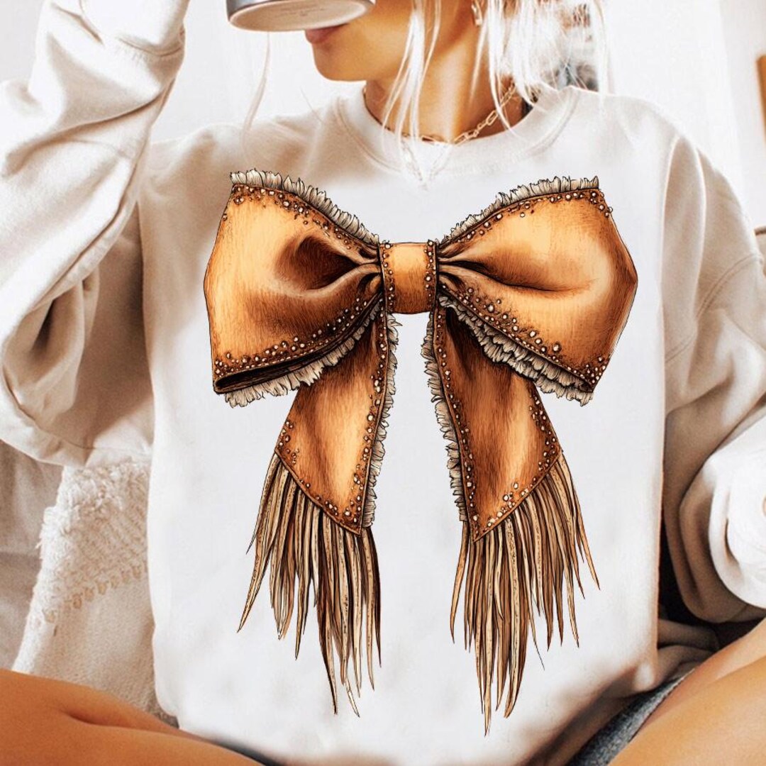 Western Cowgirl Bow Png, Howdy Brown Leather Bow Png, Cowhide Bow Png ...