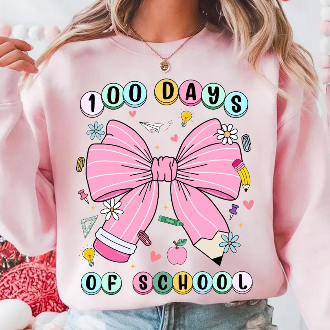 100 Days of School Coquette PNG, Teacher 100 Days Bracelet Png ...