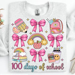 100 Days of School Coquette PNG, Happy 100 Days of School Png, School ...