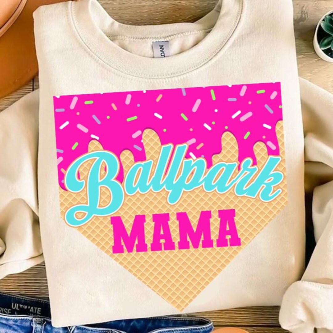 Softball Baseball Mama Drip PNG, Ballpark Mama Png, Ice Cream Drip ...