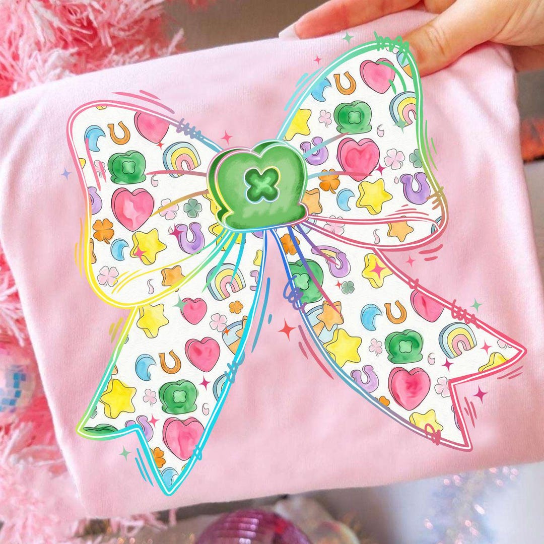 Preppy Coquette Lucky Charm Bow PNG, St Patrick Watercolor, St Patrick ...
