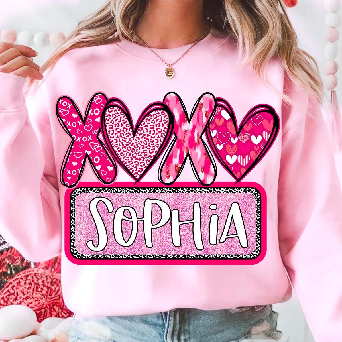 Personalized Girl/boy Name XOXO Valentines Png, Girly Valentine Png ...